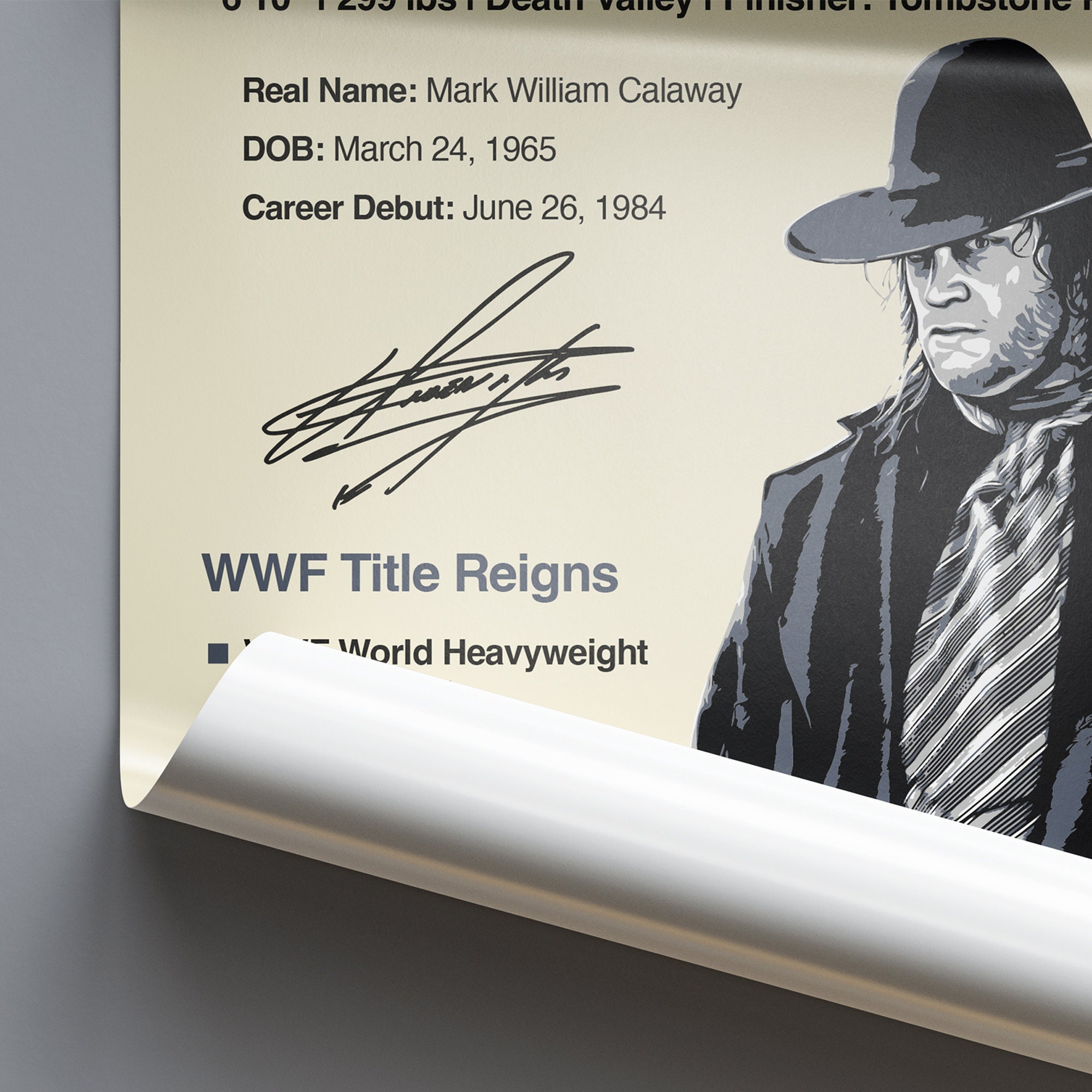 The Undertaker golden Era Poster Wrestling Legends WWE - Etsy