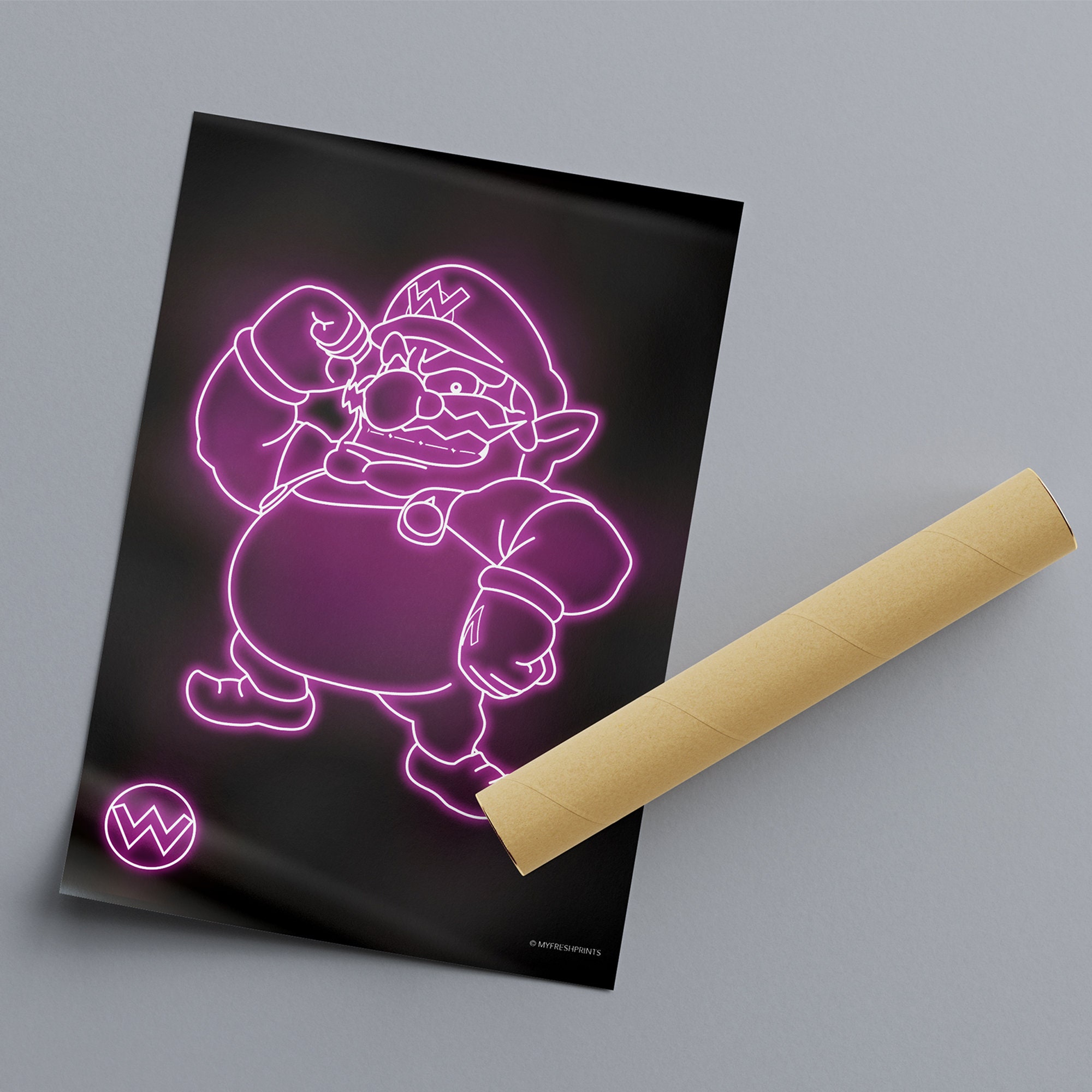 Wario - Neon Poster - Etsy UK