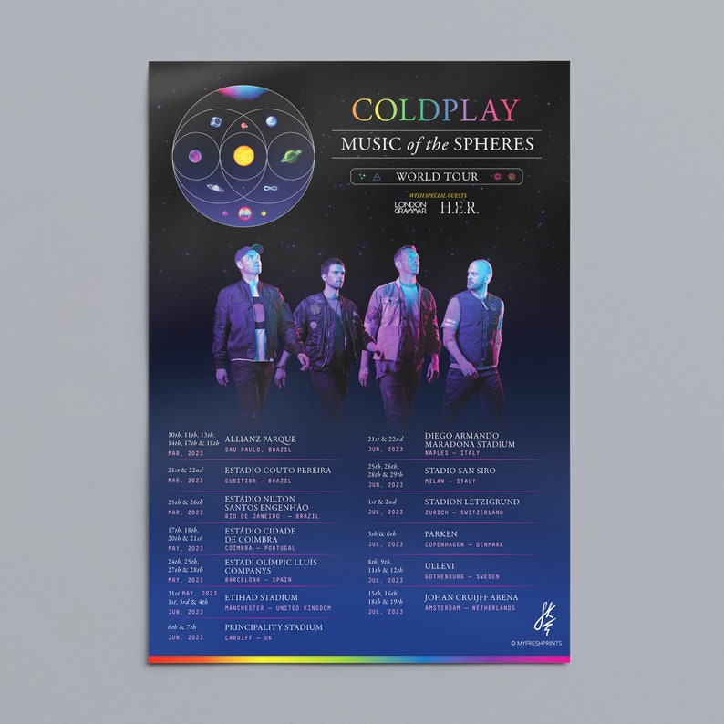 Coldplay Poster - 2023 Tour - Band Prints - Etsy