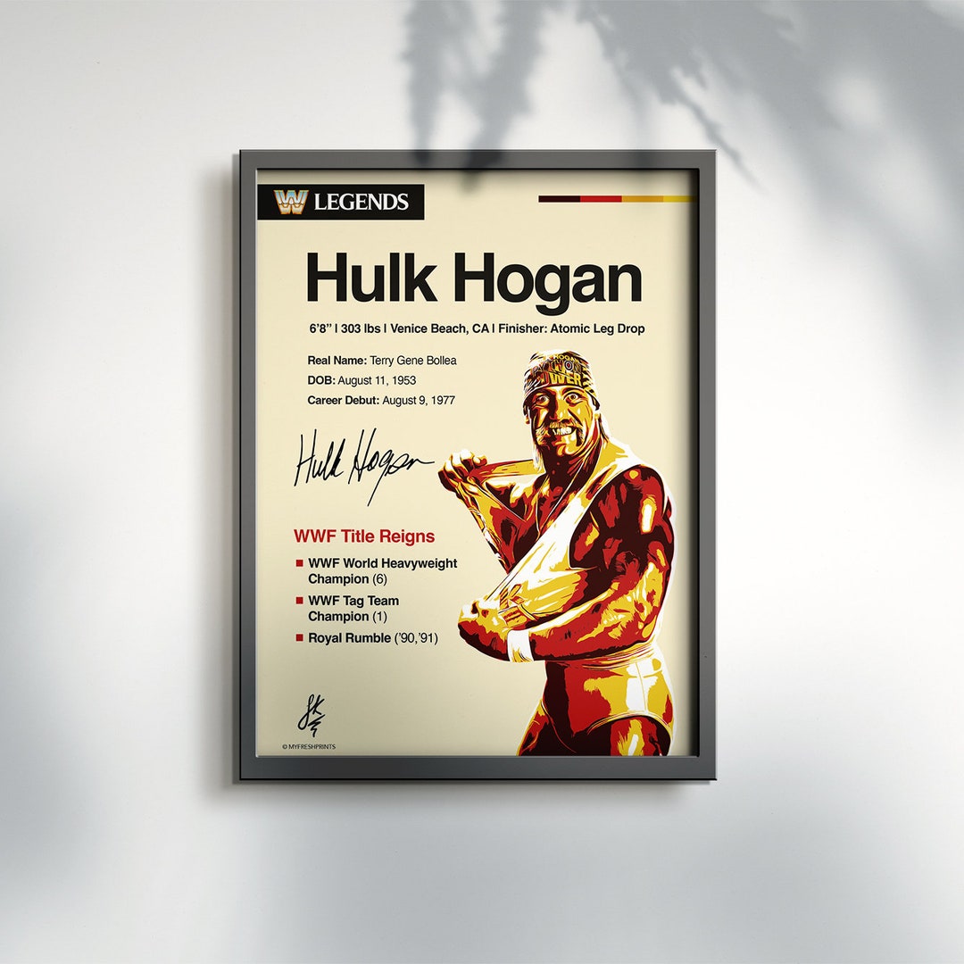 Hulk Hogan Poster - Wrestling Legends - WWE - Etsy UK