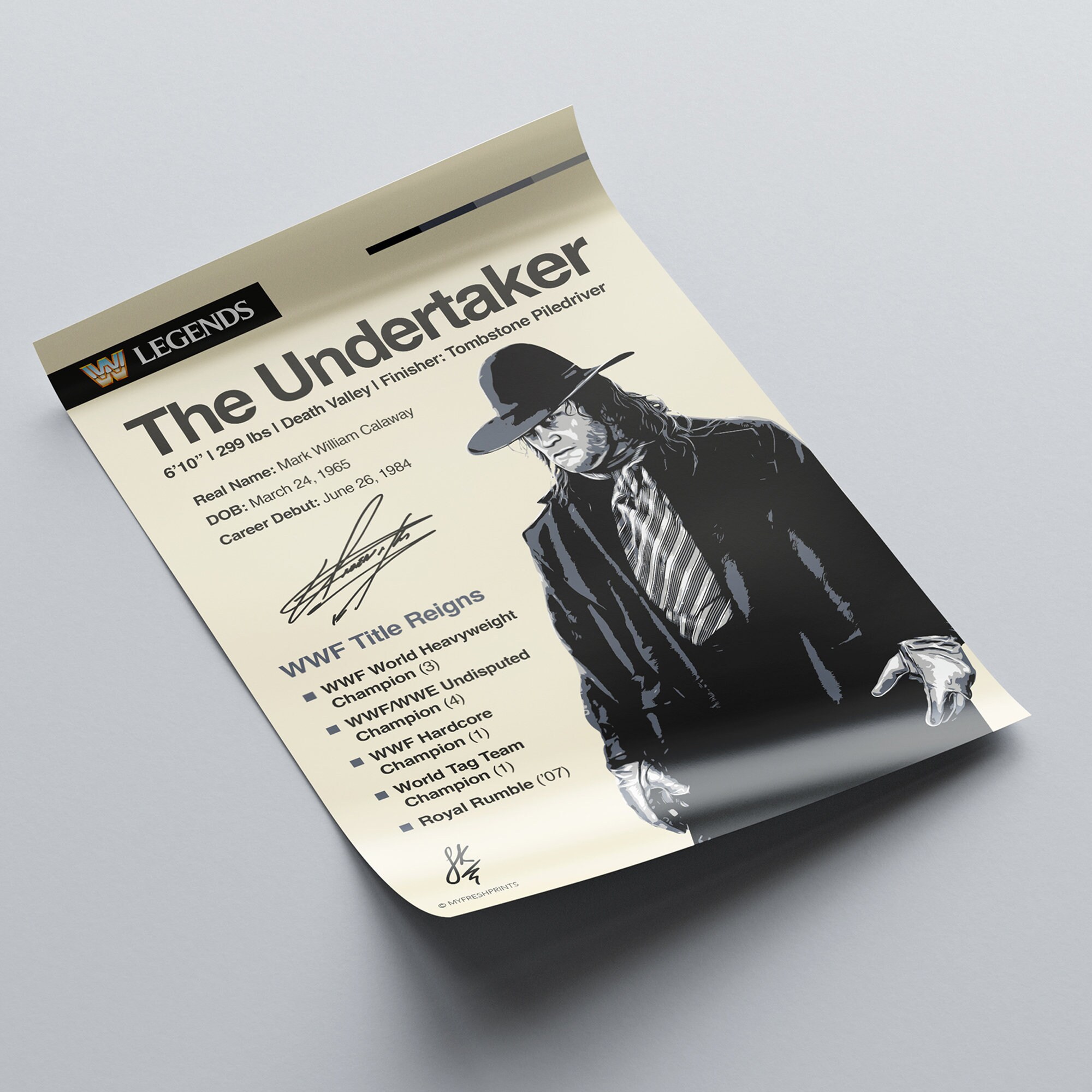 The Undertaker golden Era Poster Wrestling Legends WWE - Etsy