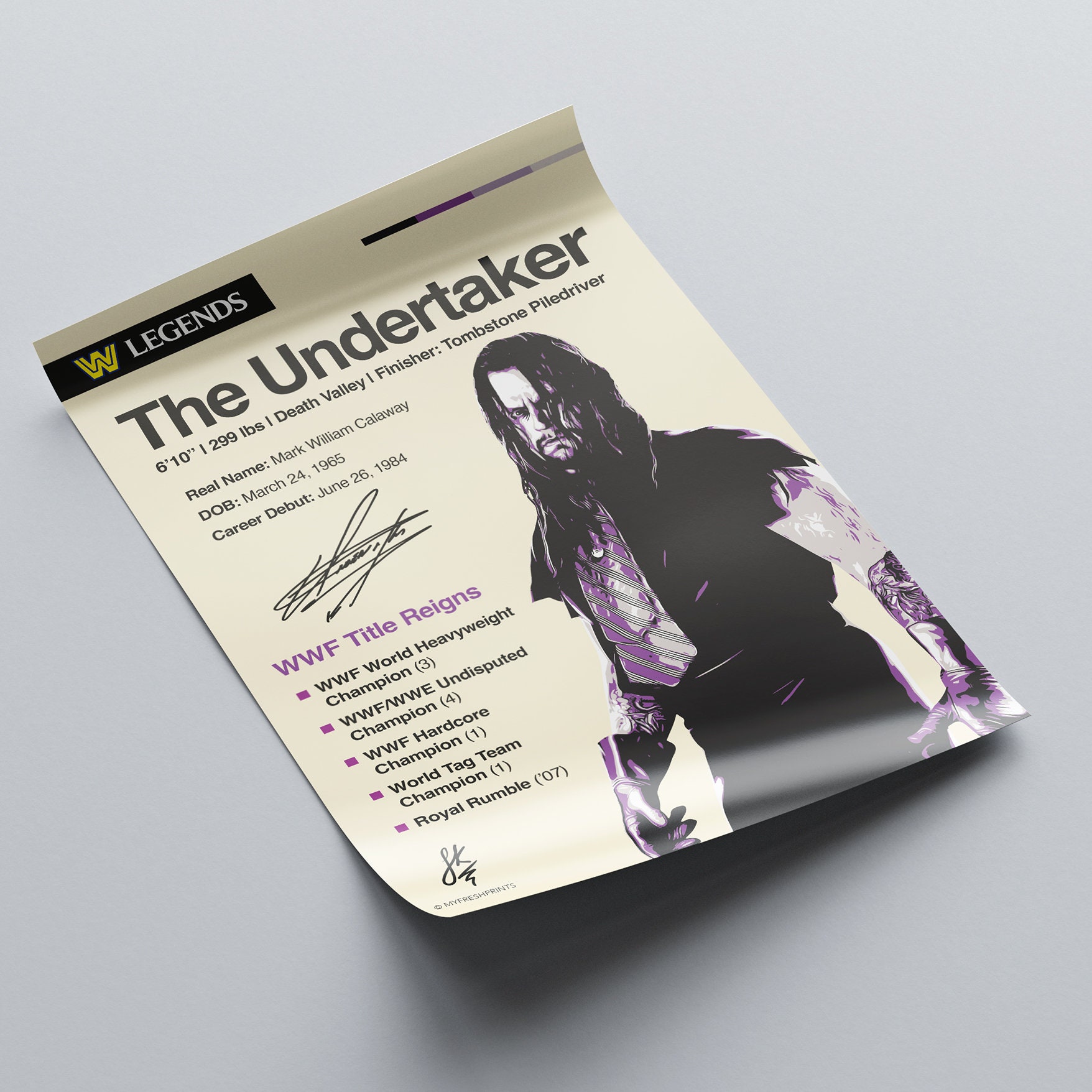 The Undertaker Poster Wrestling Legends WWE - Etsy UK