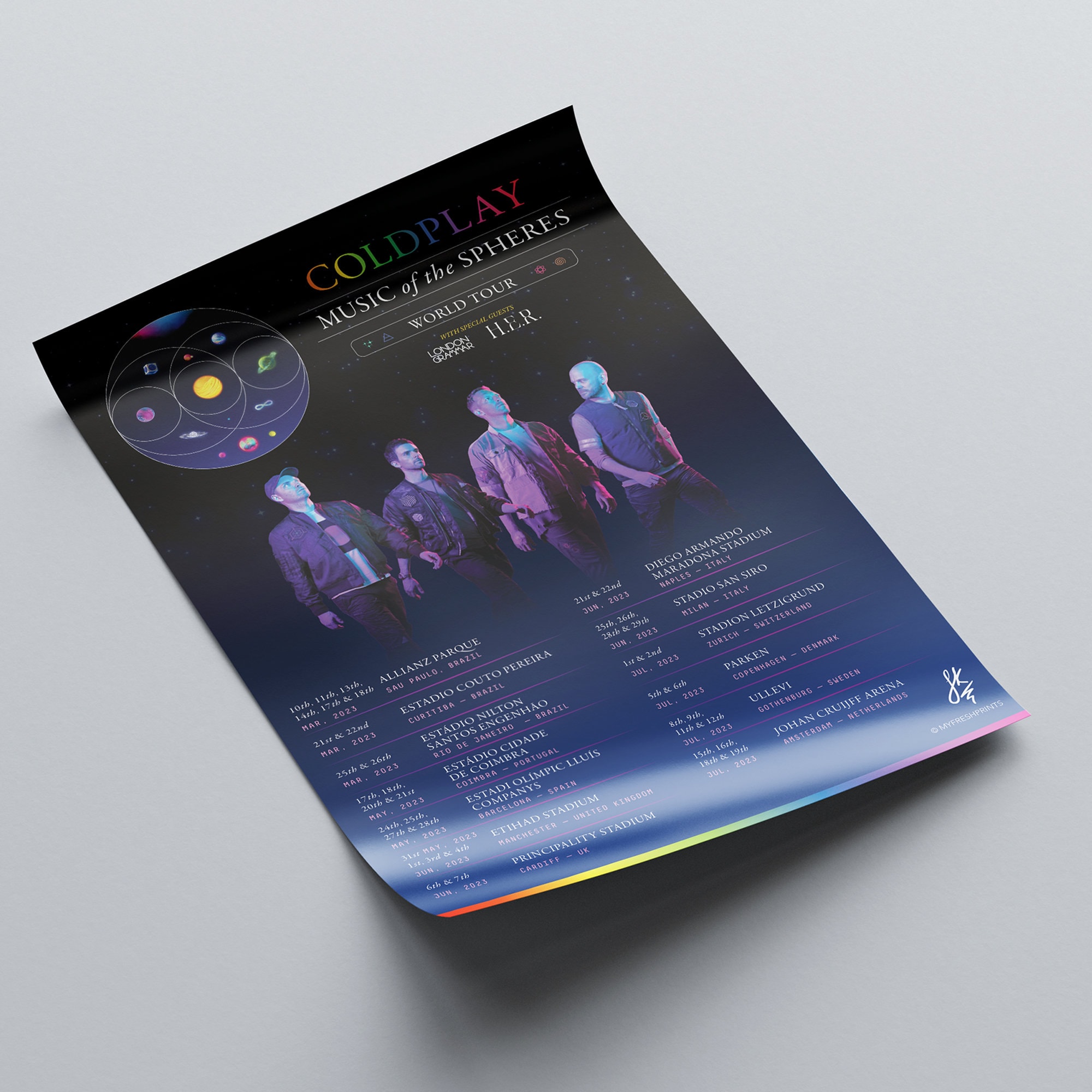 Coldplay Poster - 2023 Tour - Band Prints