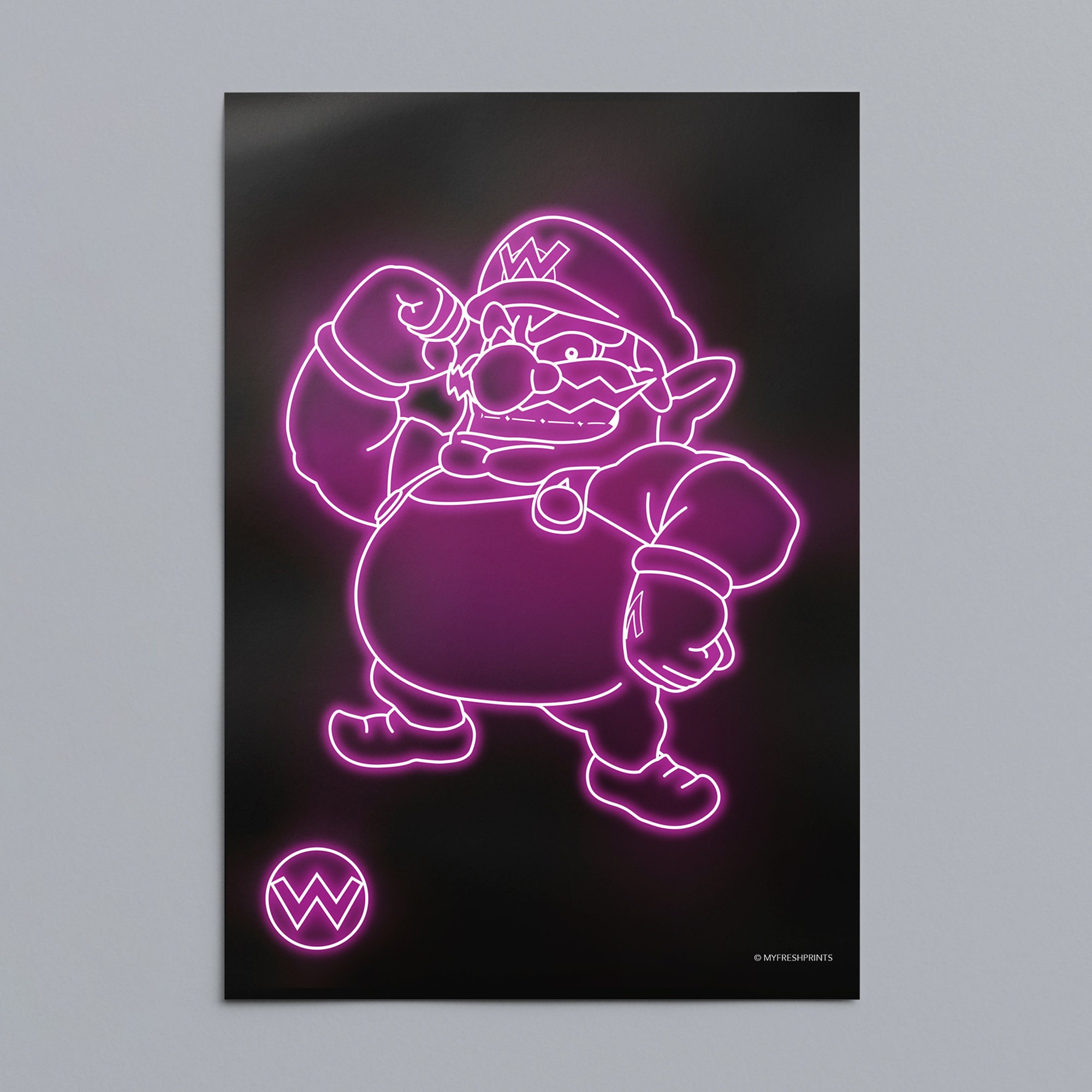 Wario Neon Poster - Etsy