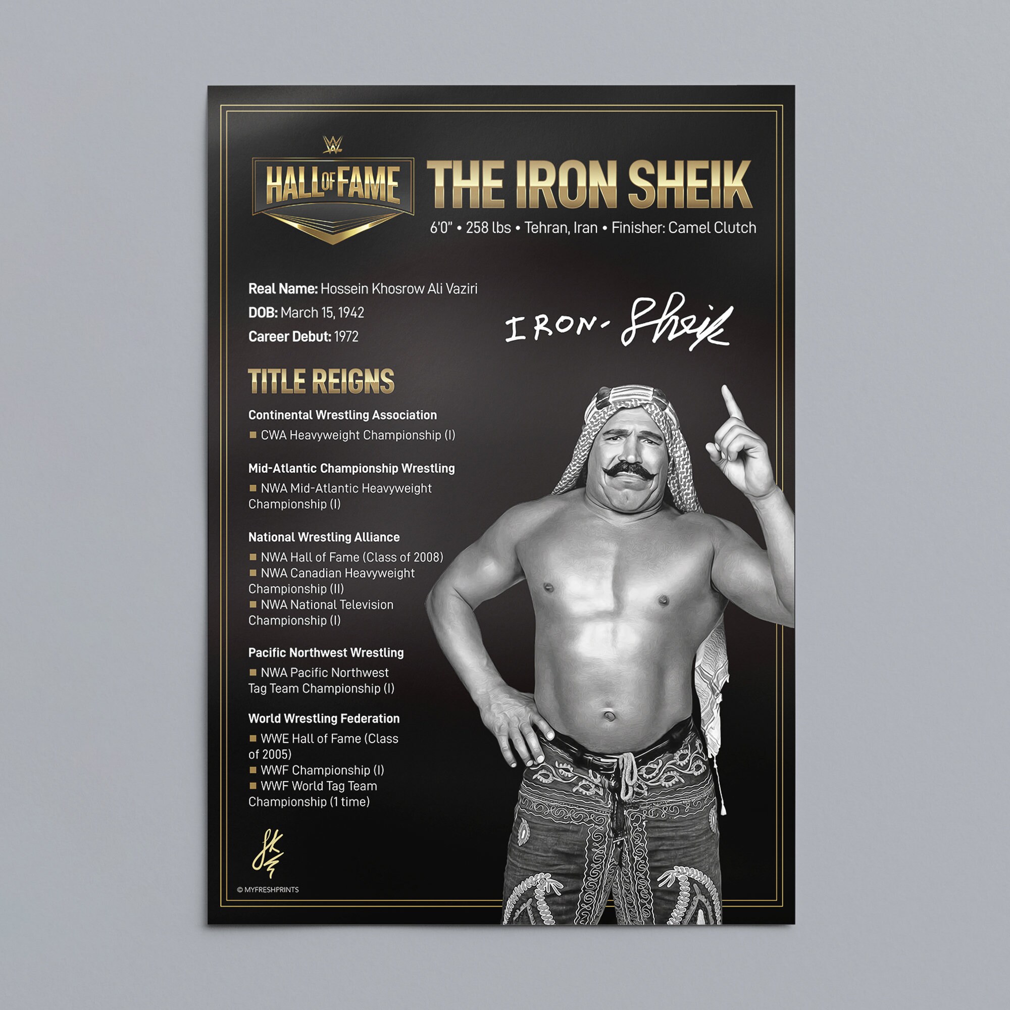 The Iron Sheik Poster WWE Hall of Fame Series - Etsy UK