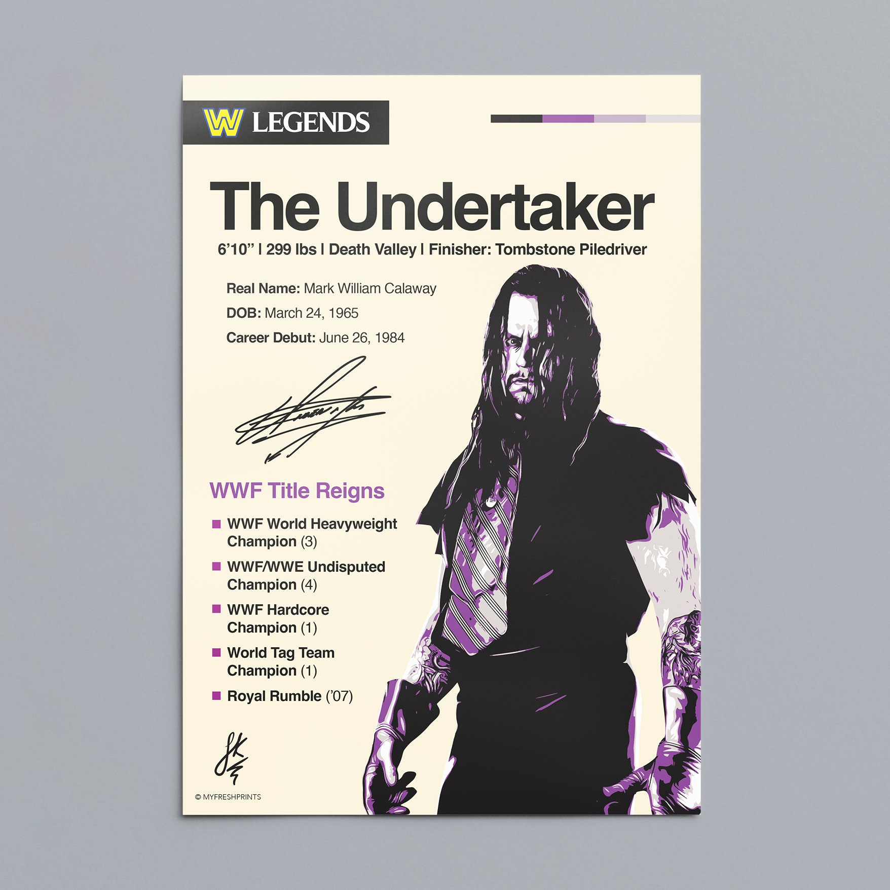 The Undertaker Poster Wrestling Legends WWE - Etsy UK