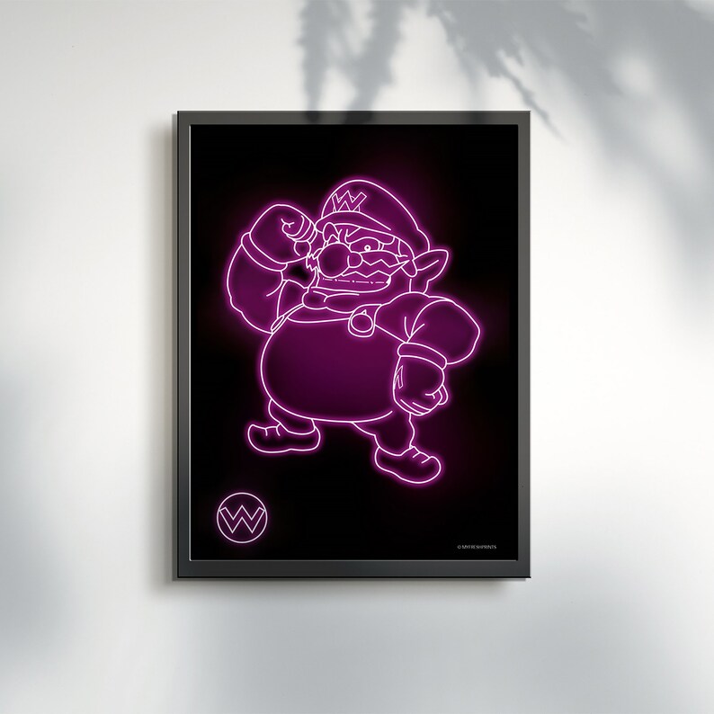 Wario Neon Poster - Etsy