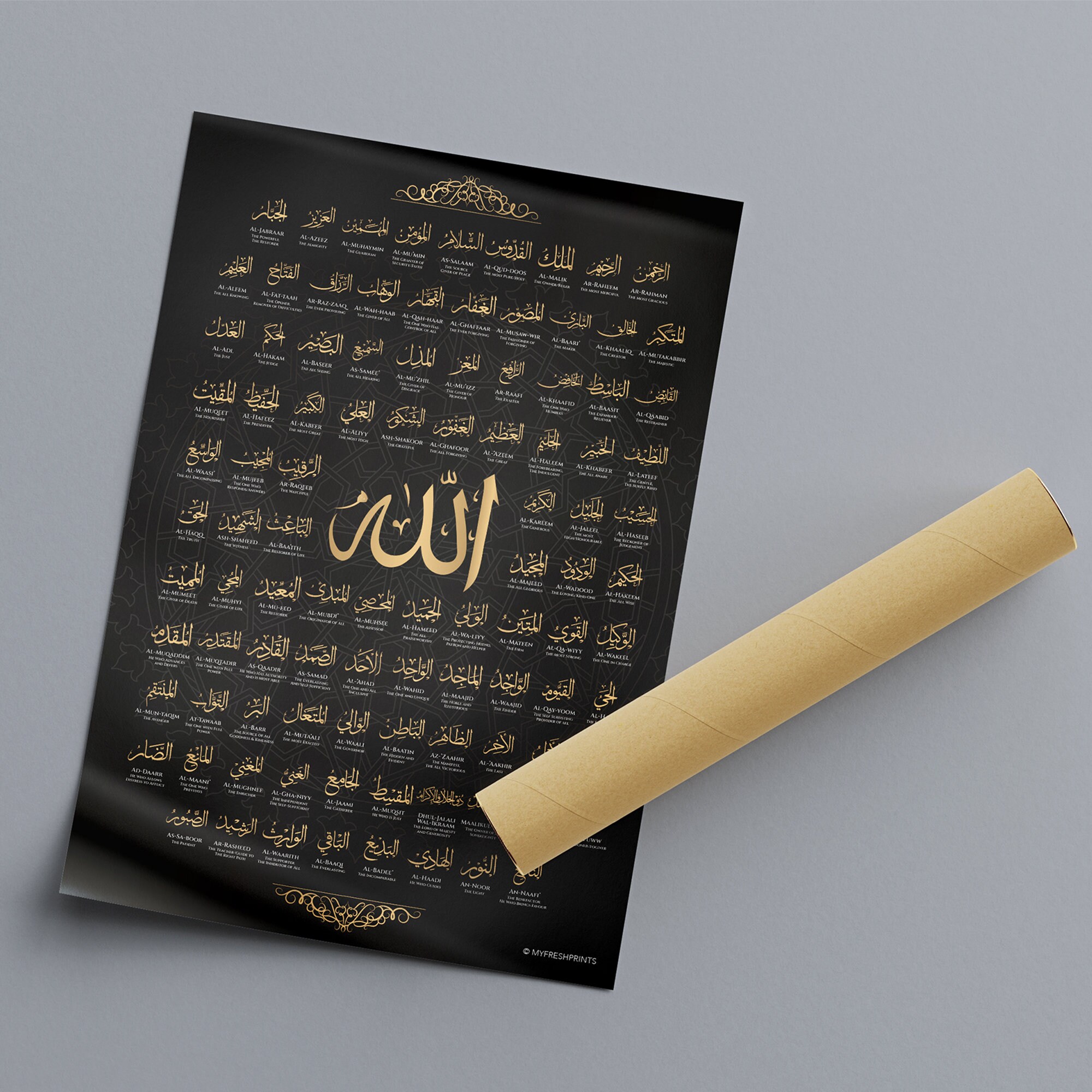 99 Names of Allah al Asma Ul Husna Poster With English Translations and ...