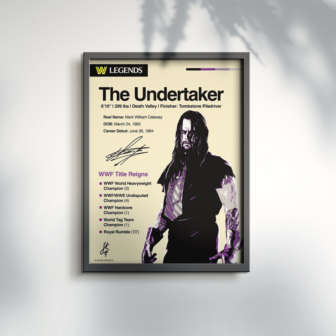 The Undertaker Poster - Wrestling Legends - WWE - Etsy UK