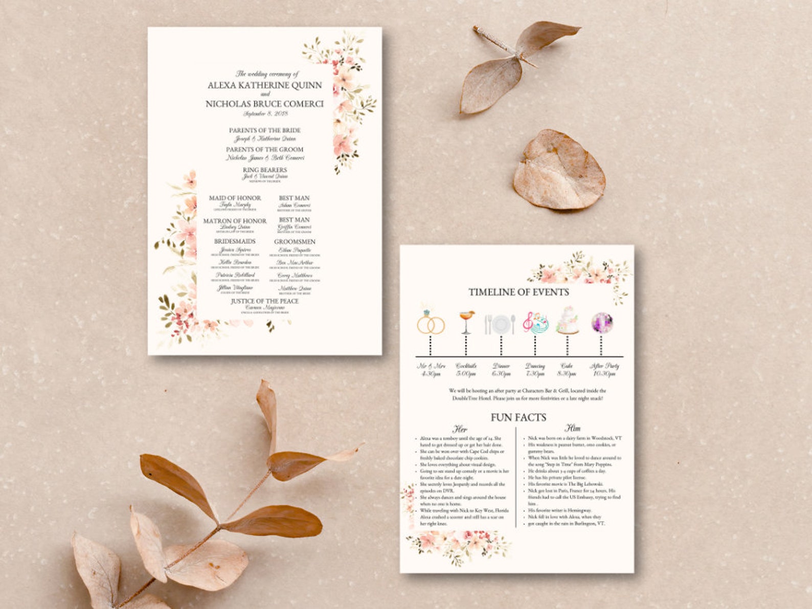 Wedding Program Template, Monogram & Border, Elegant Wedding Ceremony ...