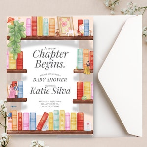 Book Theme Baby Shower Invite A New Chapter Begins Baby Shower ...