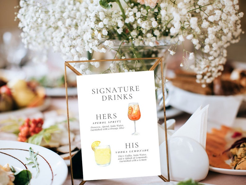 Signature Drink Sign, Modern Editable Drink Menu, Printable Bar Menu ...