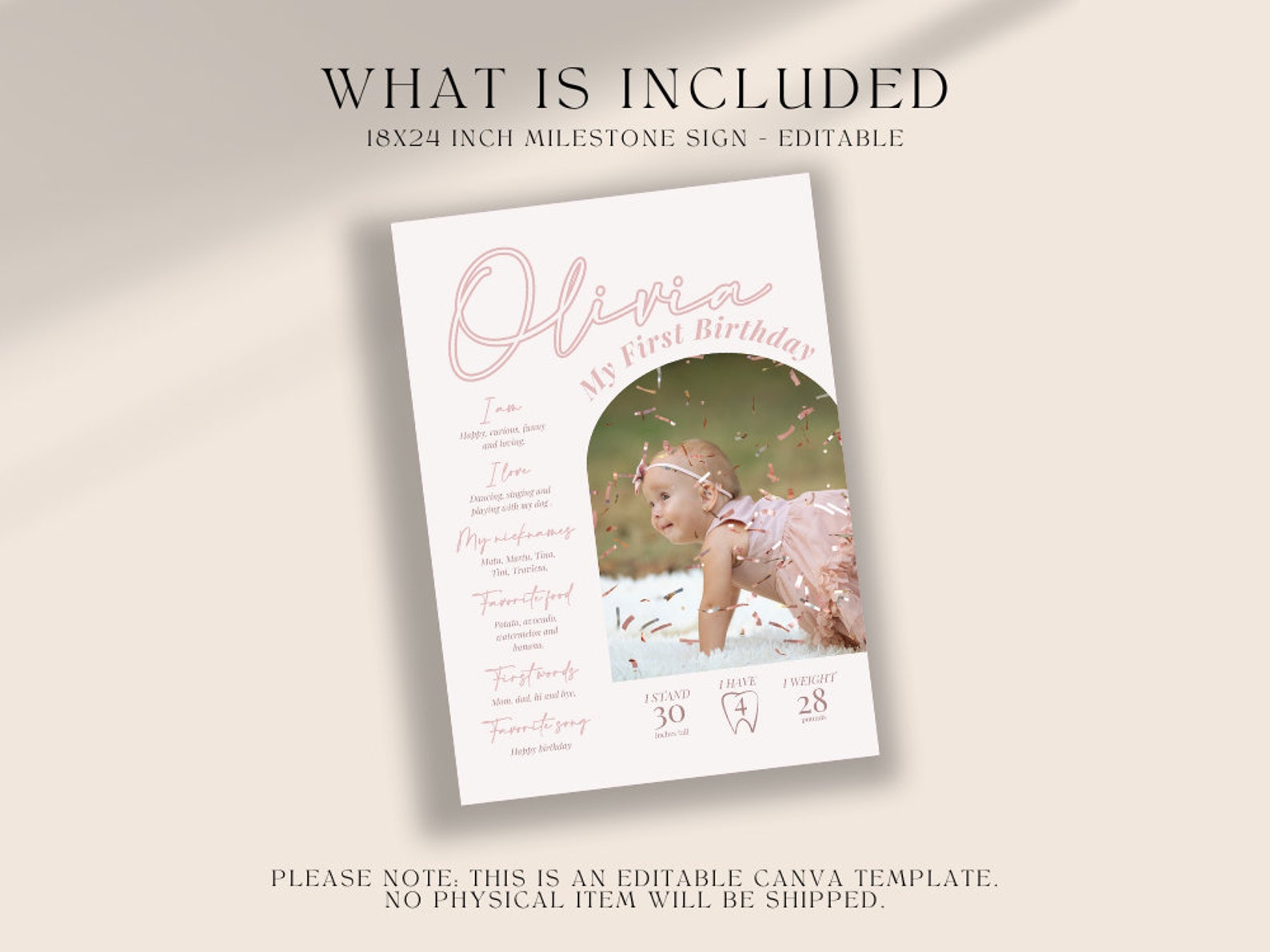 Baby Milestone Board, First Birthday Milestone Poster Template ...