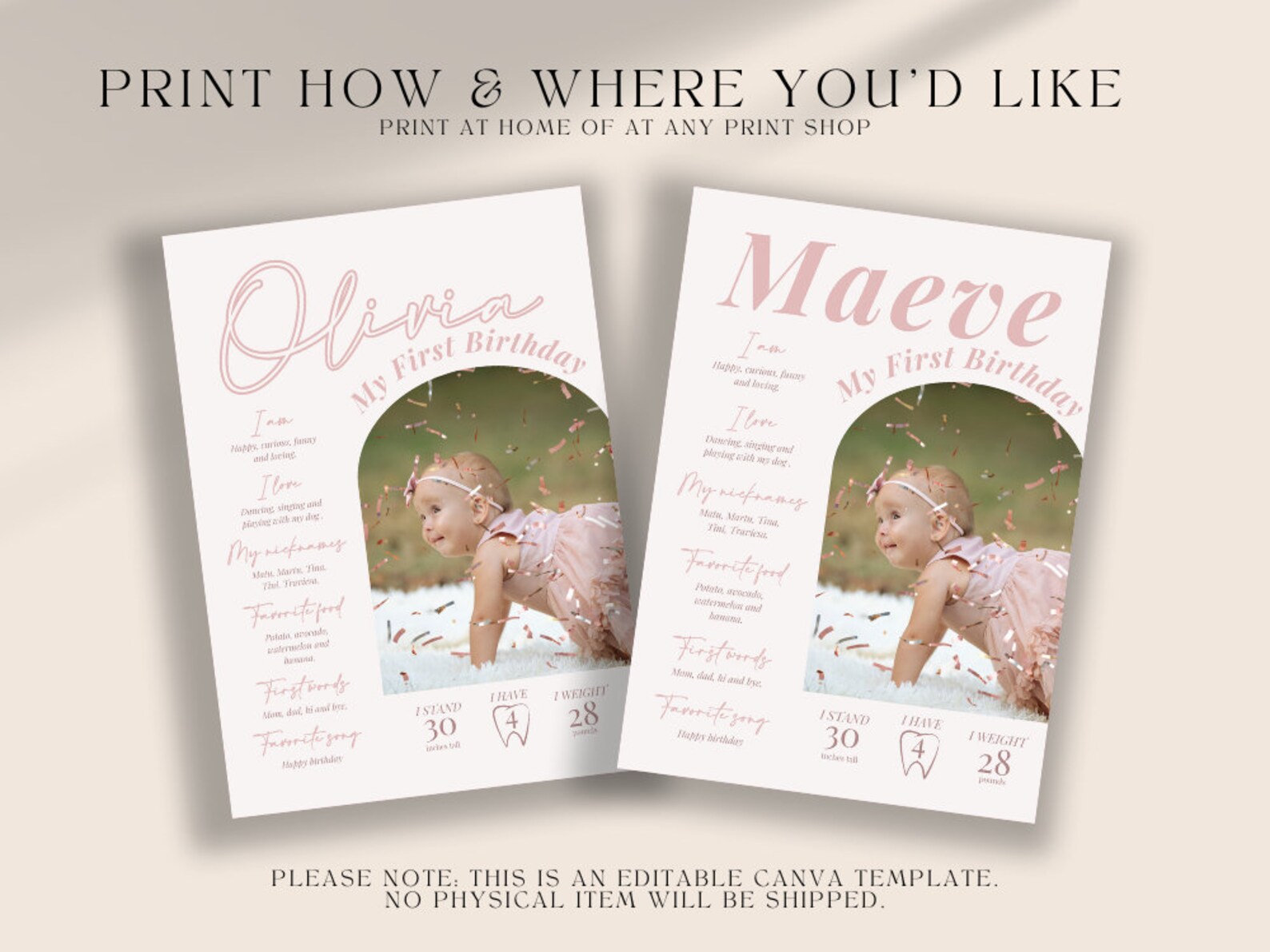 Baby Milestone Board, First Birthday Milestone Poster Template ...