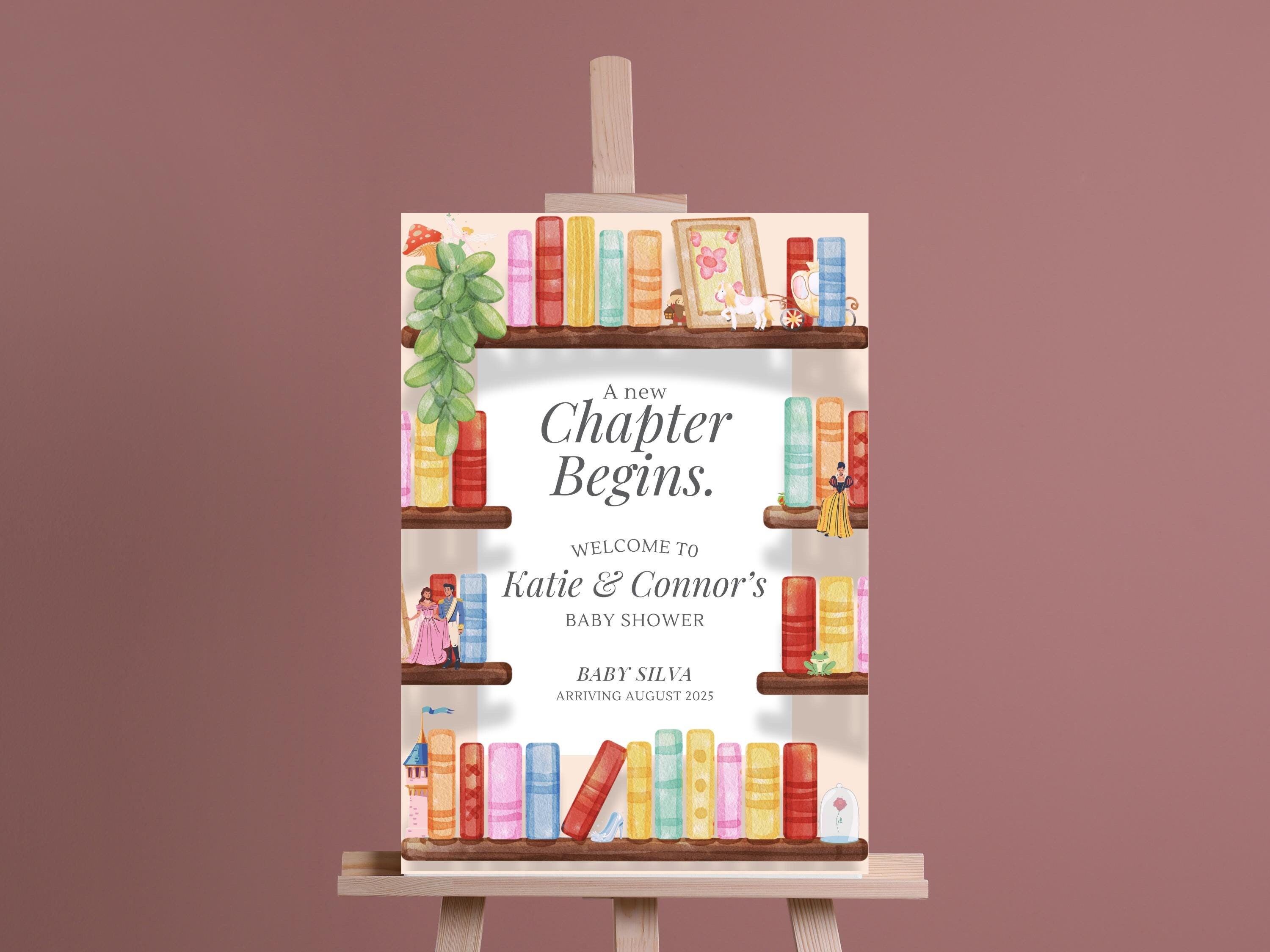 Book Theme Baby Shower Welcome Sign, A New Chapter Begins Baby Shower, Storybook Baby Shower ...