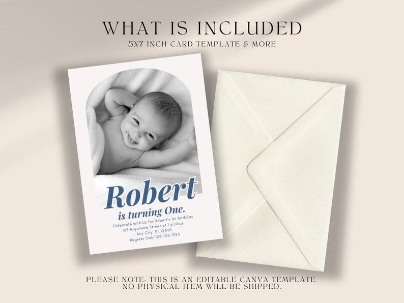 First Birthday Invitation Template, Canva Template, Photo Birthday ...