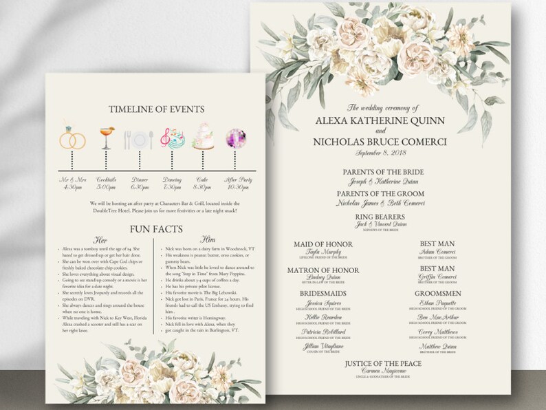Wedding Program Template, Monogram & Border, Elegant Wedding Ceremony ...