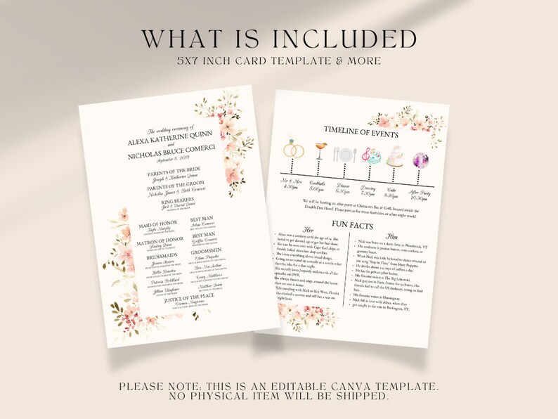 Wedding Program Template, Monogram & Border, Elegant Wedding Ceremony ...