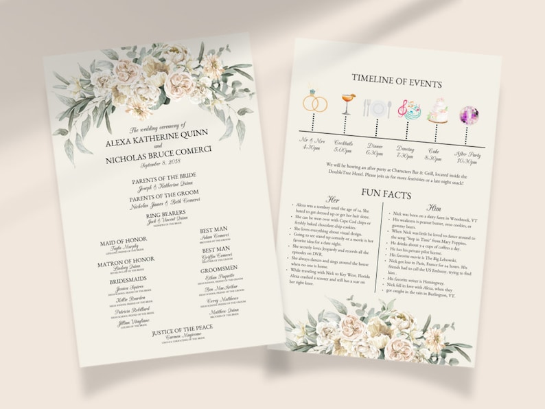 Wedding Program Template, Monogram & Border, Elegant Wedding Ceremony ...