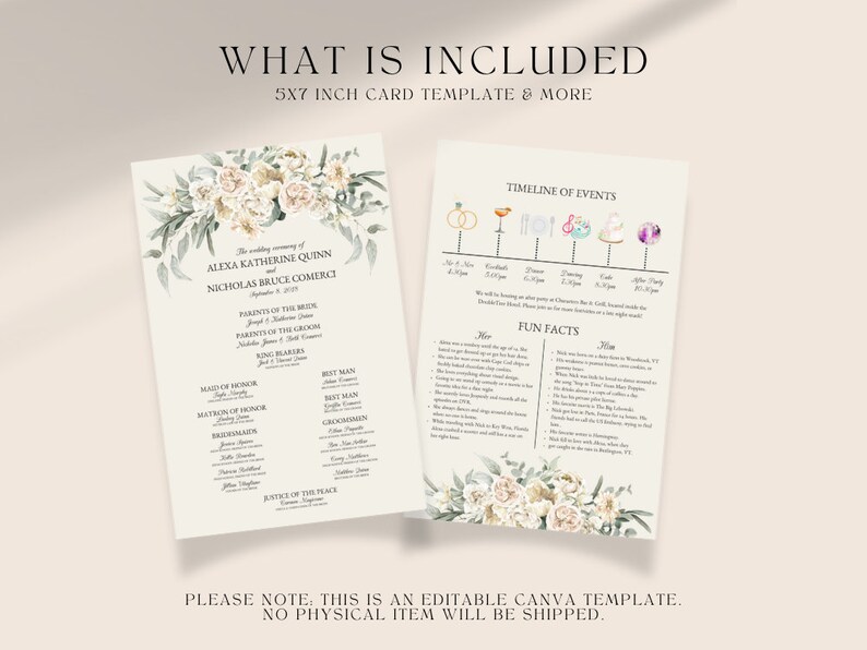 Wedding Program Template, Monogram & Border, Elegant Wedding Ceremony ...