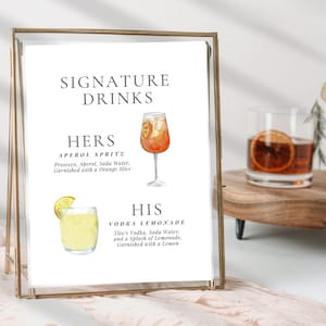 Signature Drink Sign, Modern Editable Drink Menu, Printable Bar Menu ...