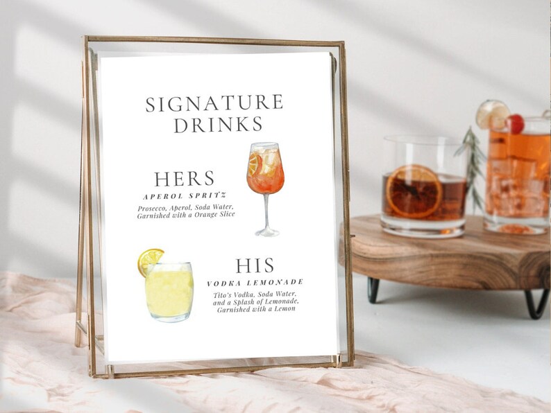 Signature Drink Sign, Modern Editable Drink Menu, Printable Bar Menu ...