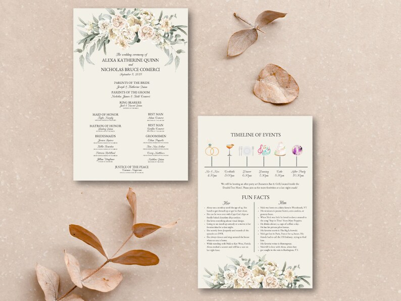 Wedding Program Template, Monogram & Border, Elegant Wedding Ceremony ...