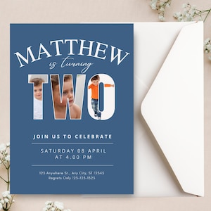 Second Birthday Invitation Template, Canva Template, Photo Birthday ...