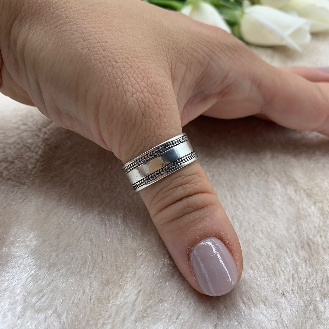 Chunky Silver Thumb Ring, Silver Boho Ring, Signet Ring, Open ...