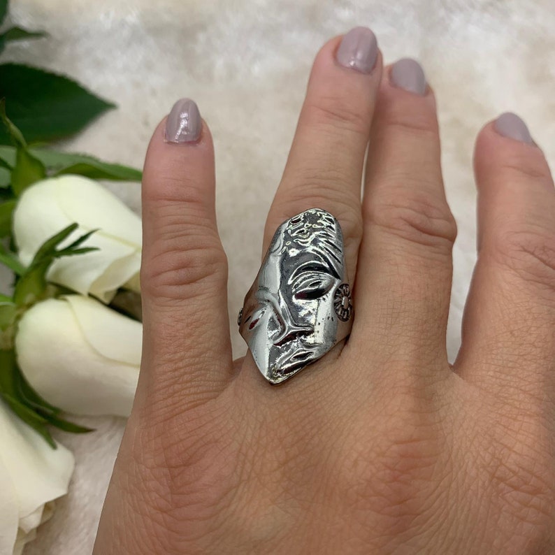 Antique Silver Face Ring, Silver Abstract Face Ring, Ancient Greek Ring ...