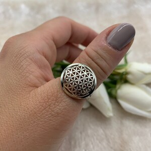 Silver Flower of Life Signet Ring-seed of Life-sacred Geometry Mandala ...