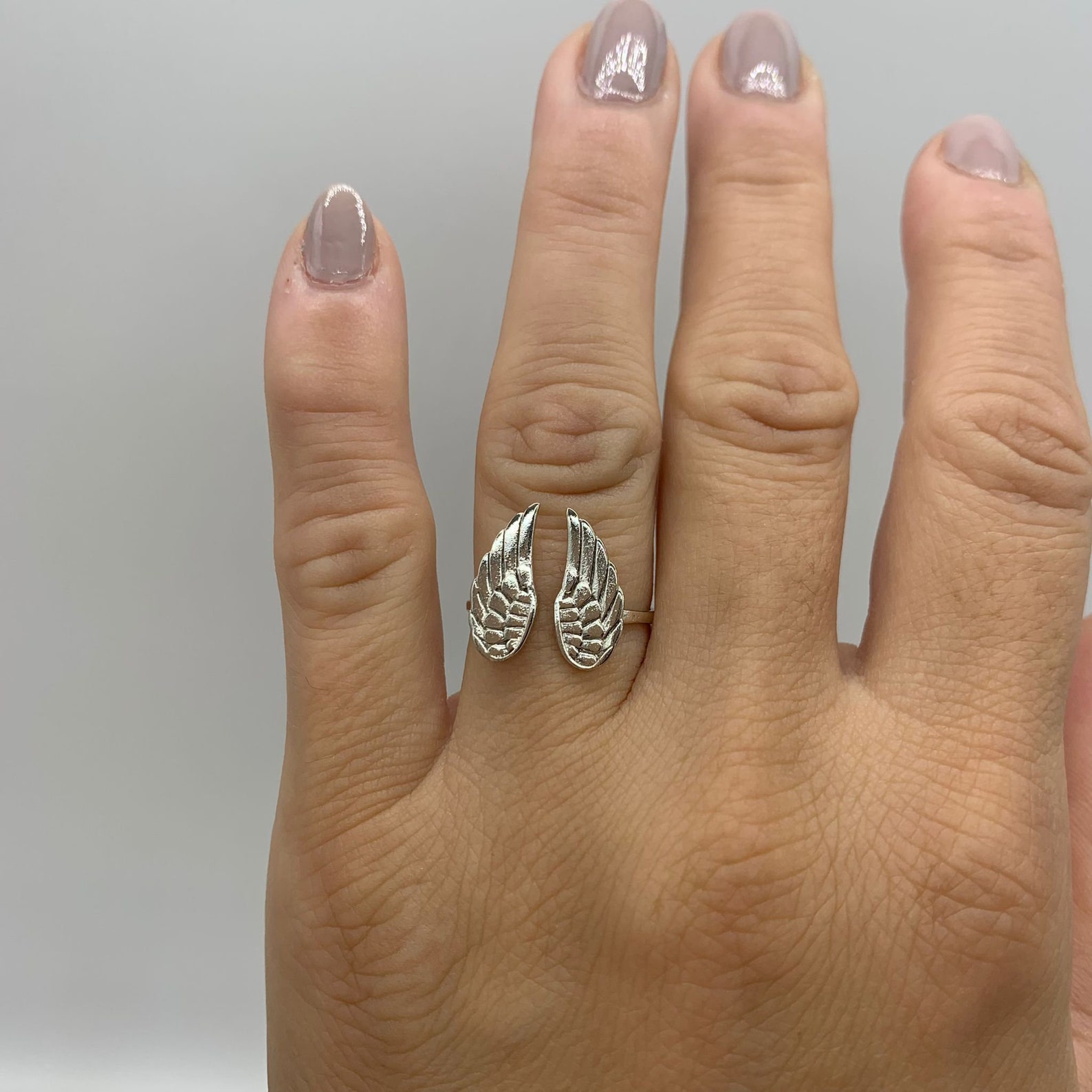 Silver Guardian Angel Wings Ring-signet Stacking Ring-thick - Etsy