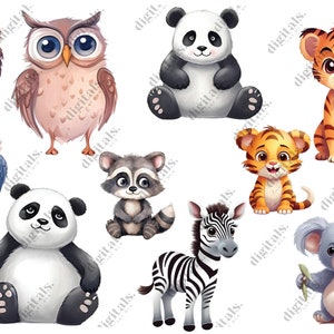 Watercolor Zoo Animals Clipart, Baby Animals Clip Art Illustration ...