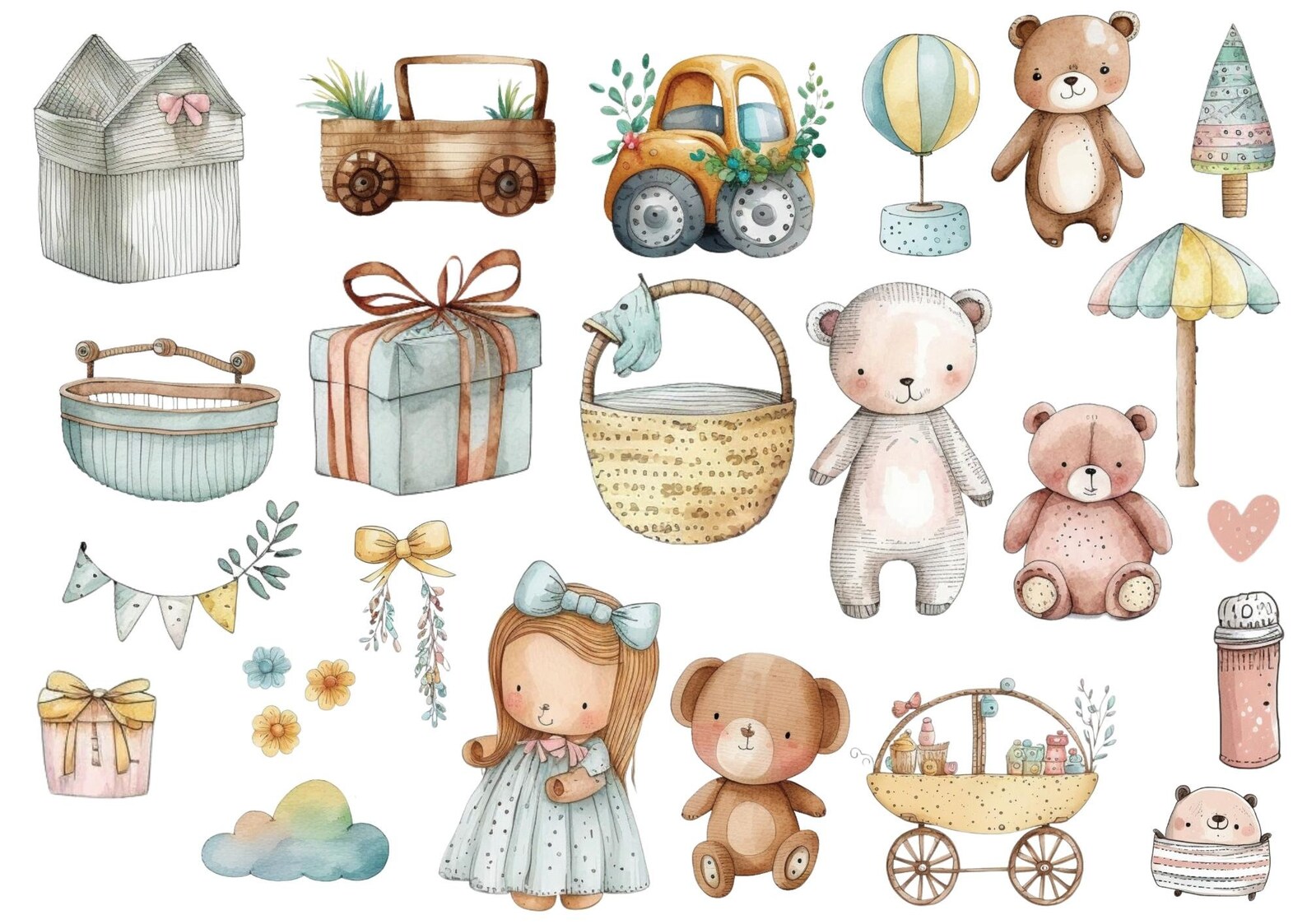 Cute Baby Shower Watercolor Clipart, Baby Clothes Clipart, Newborn ...