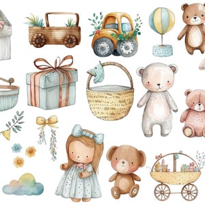 Cute Baby Shower Watercolor Clipart, Baby Clothes Clipart, Newborn ...