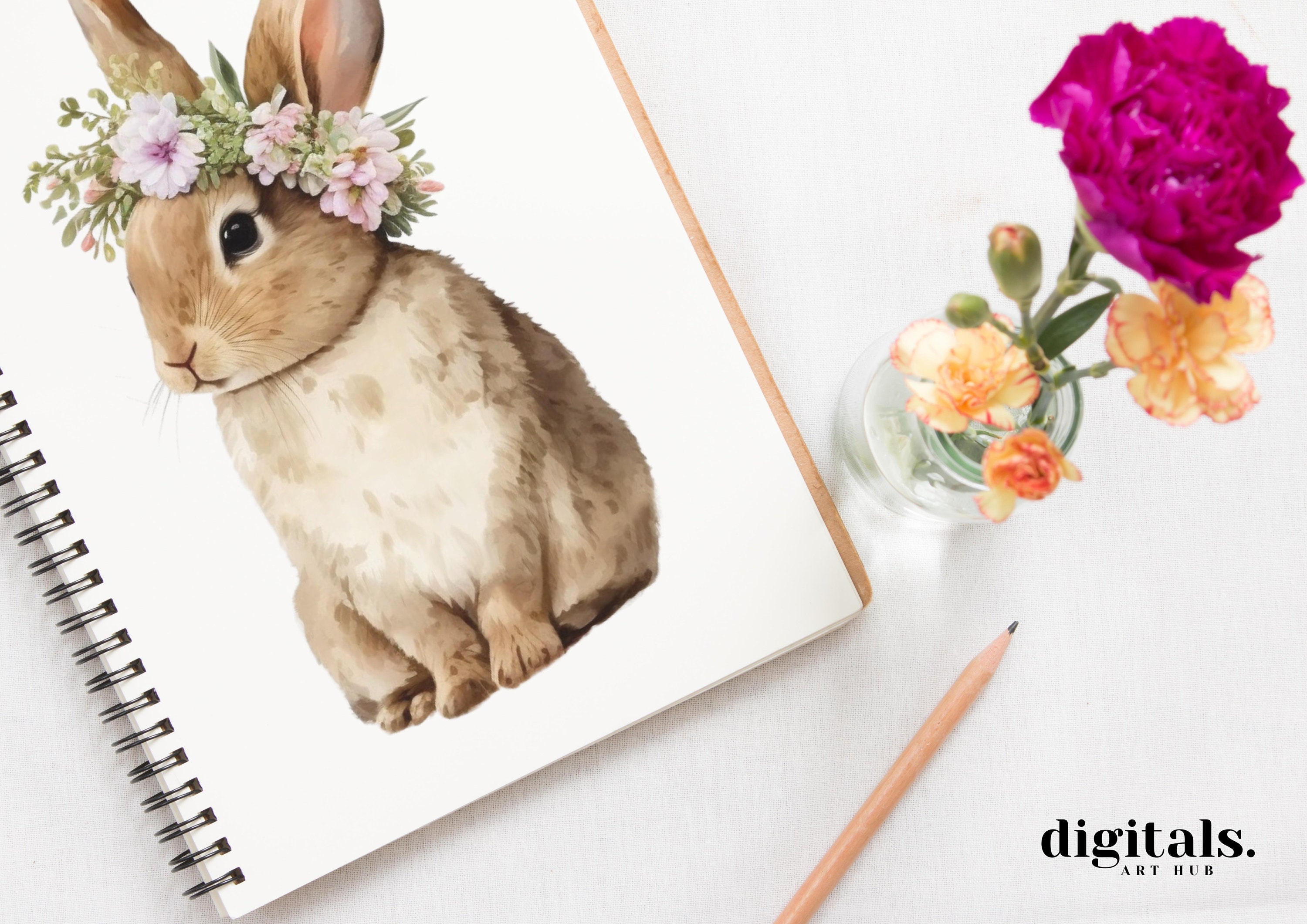 Watercolor Easter Bunny Clipart, Cute Easter Sublimation Bunny ...