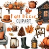 Watercolor Fall Decoration Clipart, 60 PNG Watercolor Autumn ...