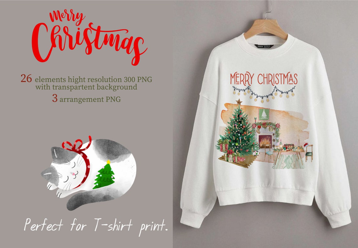 Christmas Watercolor Clipart Cozy Holy Christmas Watercolor - Etsy