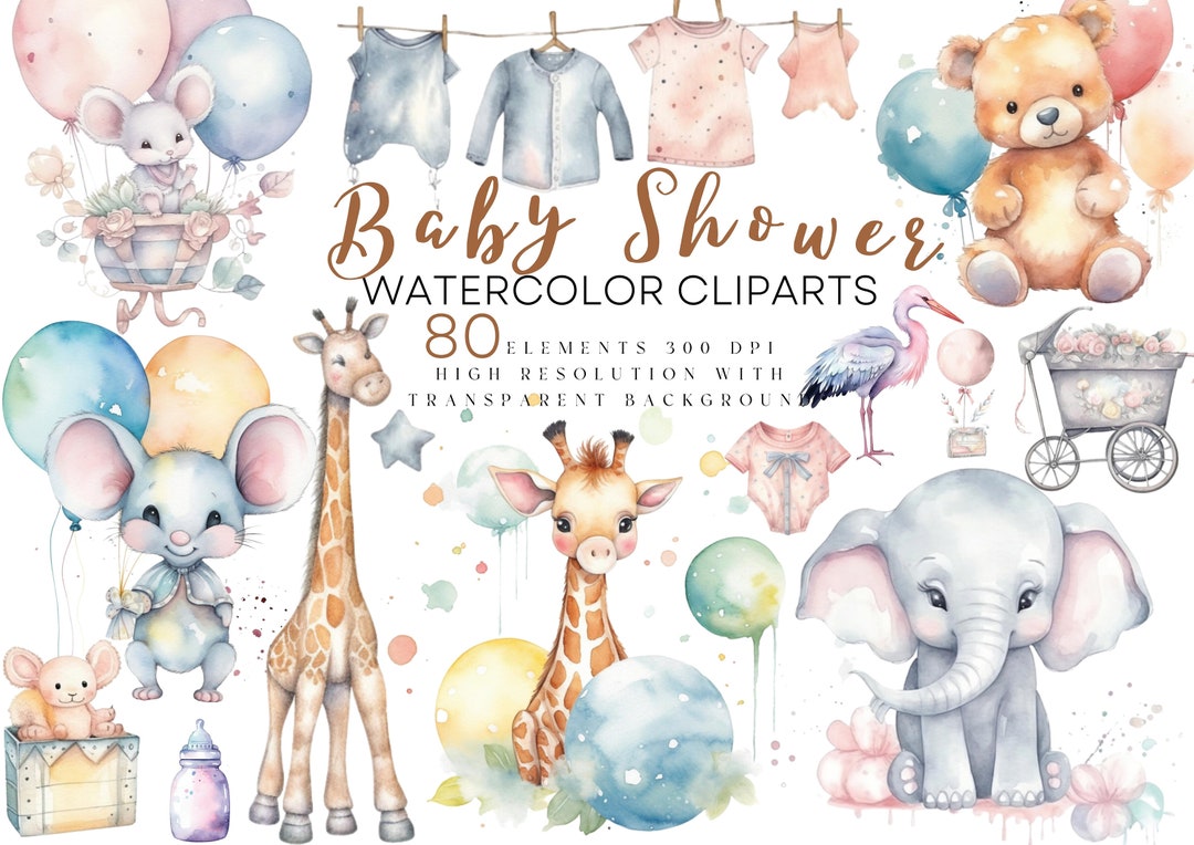 Watercolor Clipart Baby Shower, Baby Monthly Milestone Clip Arts ...