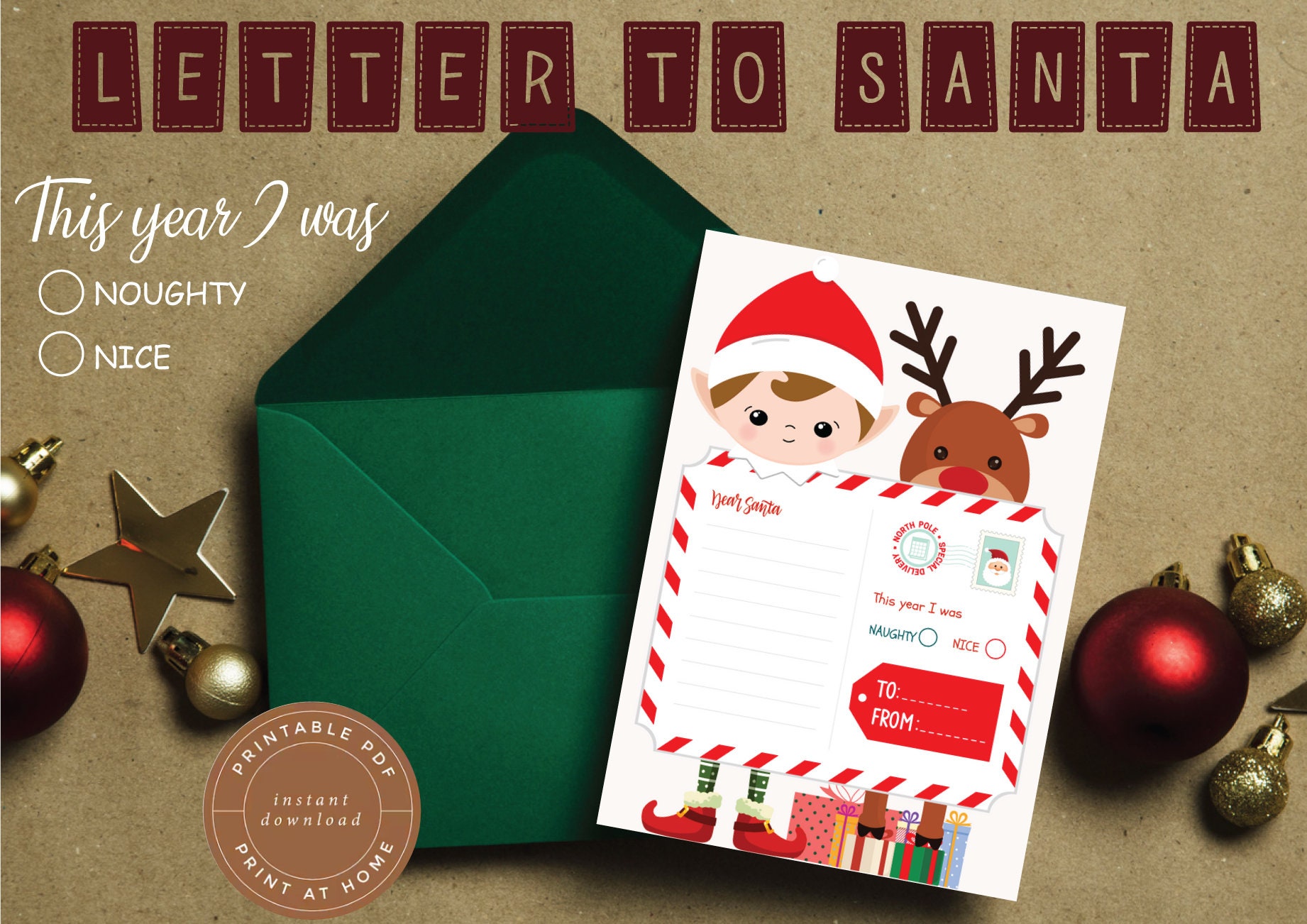 Santa Letter Template Printable Kids Letter to Santa Printable Letter ...