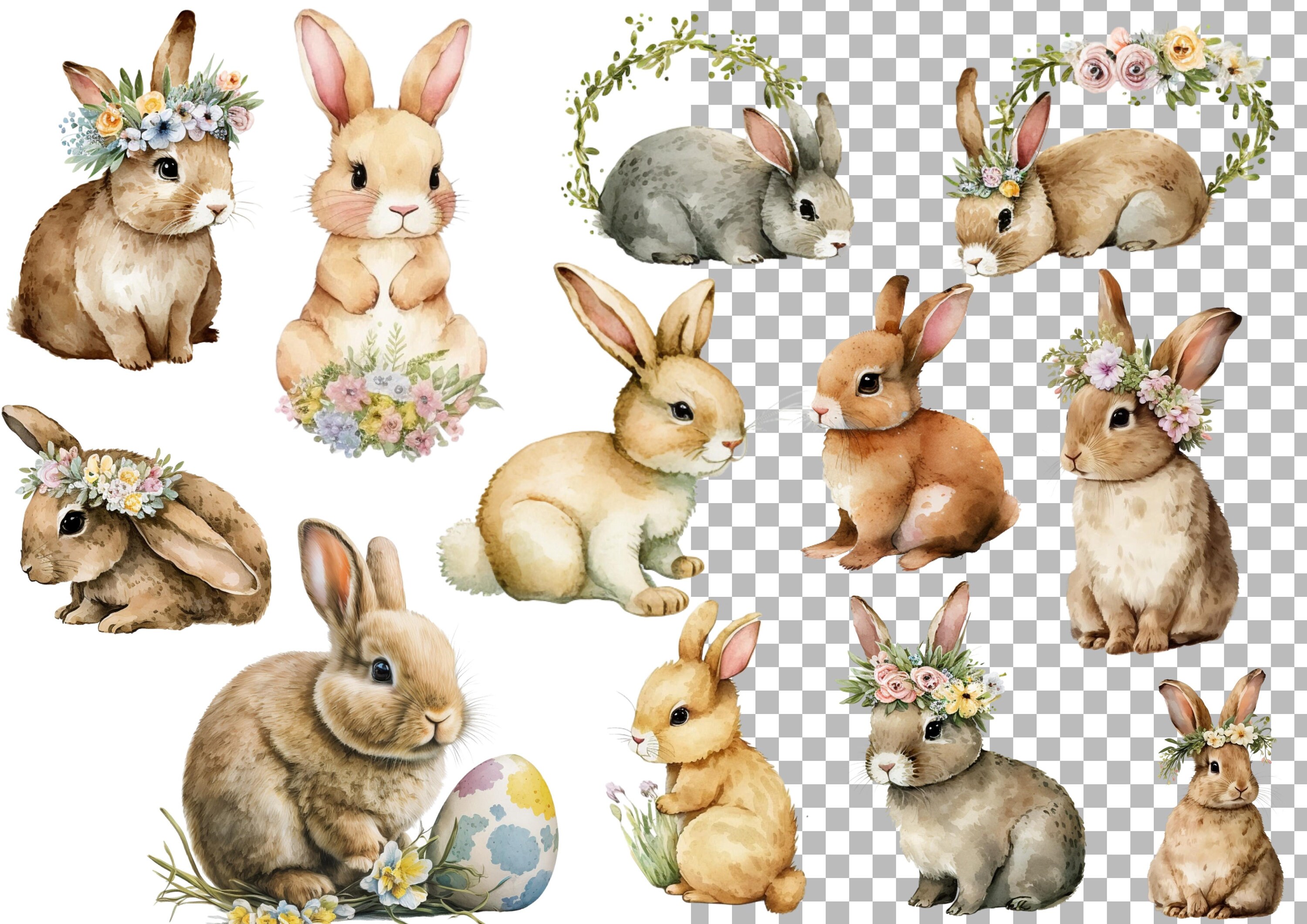 Watercolor Easter Bunny Clipart, Cute Easter Sublimation Bunny ...