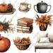 Watercolor Autumn Clipart, Cozy Fall Clipart Bundle, 53 PNG Watercolor ...