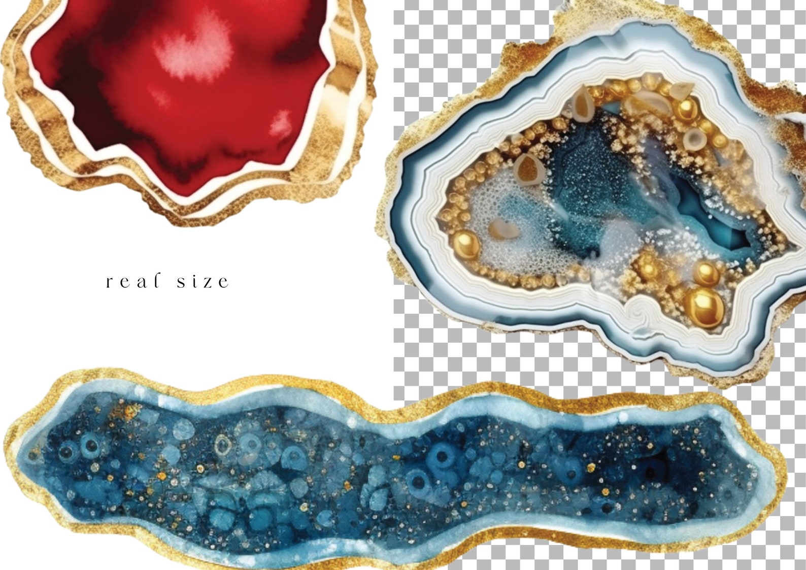 Agate Borders Digital Watercolor Clipart Green and Red With - Etsy