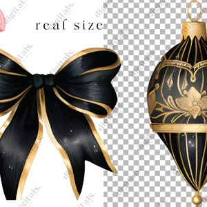 Black & Gold Christmas Clipart Watercolor Bundle, Watercolor Christmas ...