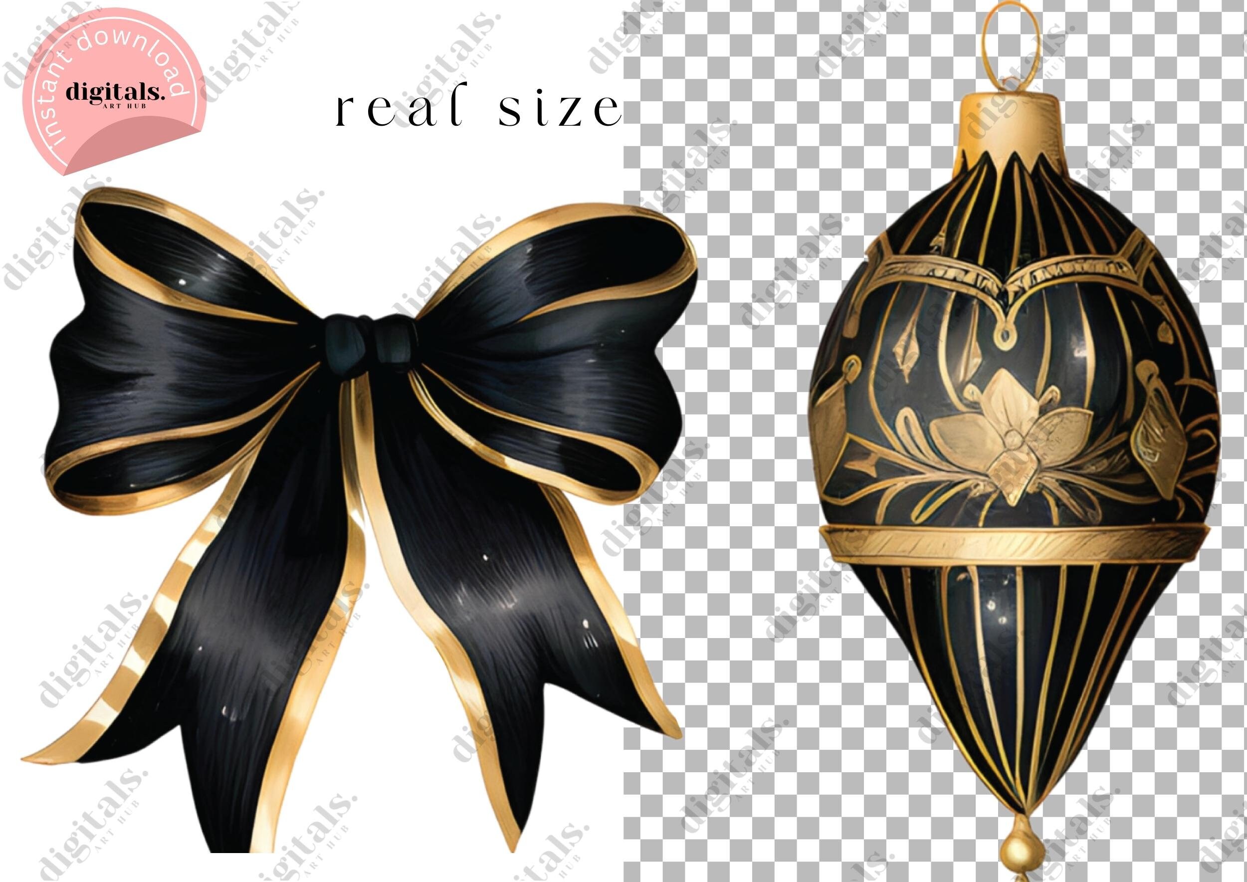 Black & Gold Christmas Clipart Watercolor Bundle, Watercolor Christmas ...