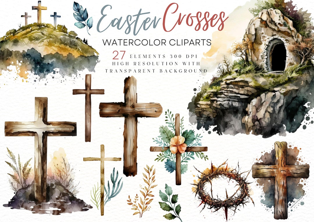 Watercolor Easter Crosses Clipart Jesus Easter Story Bible Clipart ...