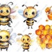 Watercolor Bee Clipart Cute Bees Clip Art PNG Instand - Etsy