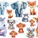 Watercolor Zoo Animals Clipart, Baby Animals Clip Art Illustration ...