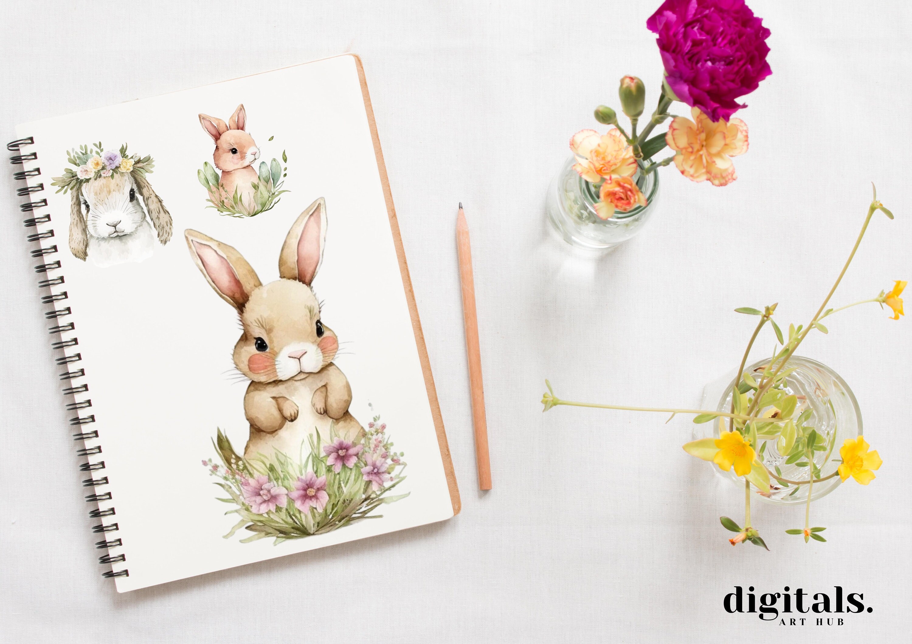 Watercolor Easter Bunny Clipart, Cute Easter Sublimation Bunny ...