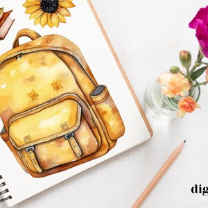 Watercolor Back to School Clipart, School Png Bundle for Creators ...